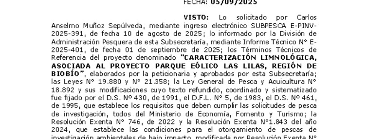 R. EX. Nº E-2025-636 AUTORIZA A CARLOS ANSELMO MUÑOZ SEPÚLVEDA, PARA ...
