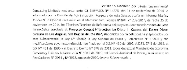 R EX N° 3290-2014 Línea de base limnológica asociada al proyecto ...